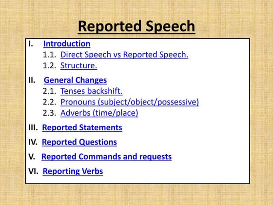 Reported speech-presentation | PPT