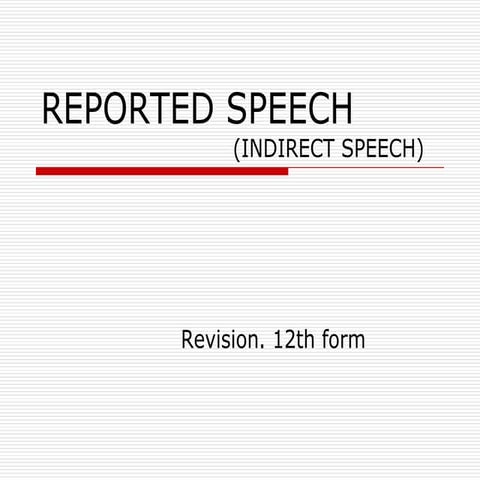 Reported speech | PPT