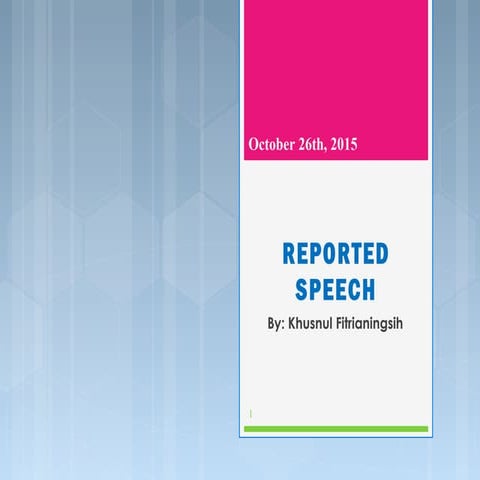 Reported speech | PPT