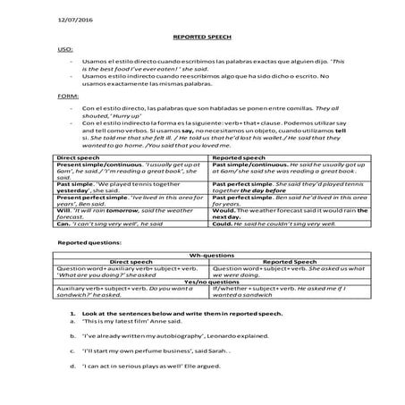 Reported speech | PDF