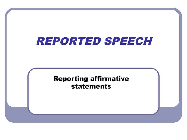 Reported Speech | PPT
