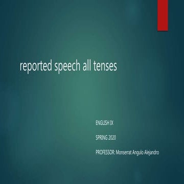 Reported speech all tenses and modals to use | PPTX