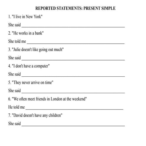 REPORTED SPEECH EXERCISESREPORTED SPEECH EXERCISES | PDF