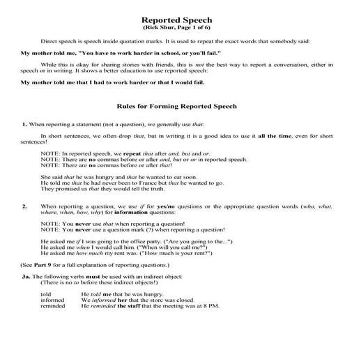 Reported speech | PPT