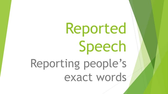 Reported speech | PPT
