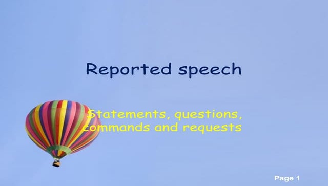 Reported speech-presentation | PPT