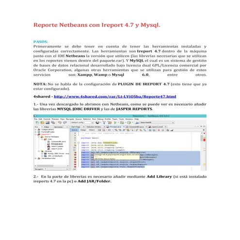 Reporte usando Netbeans con ireport4.7 y mysql. | PDF
