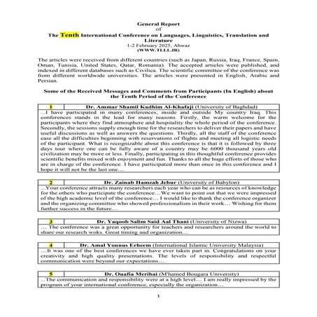 Participants' Comments about The Tenth International Conference on ...