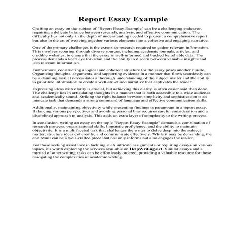 Report Essay Example | PDF