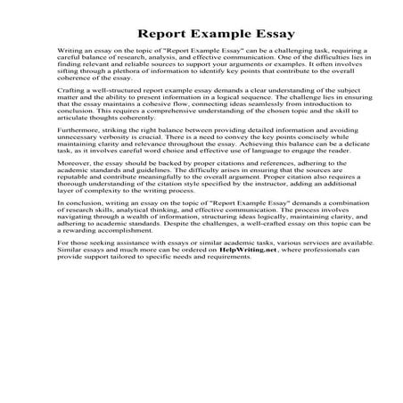 Report Example Essay | PDF