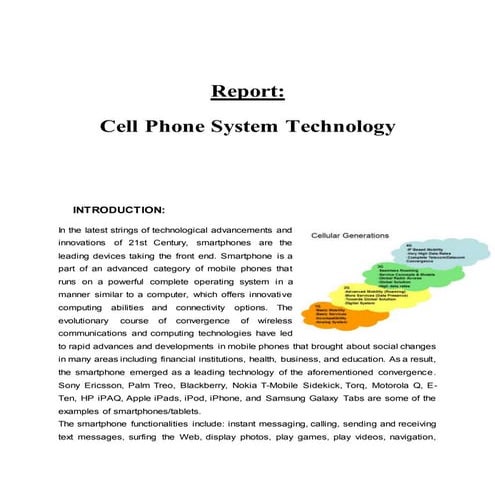 Cell Phone System Technology Final Report | PDF