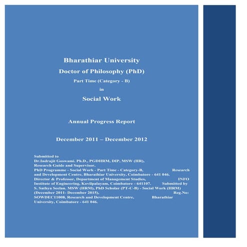 Six months progress review (PhD work)
