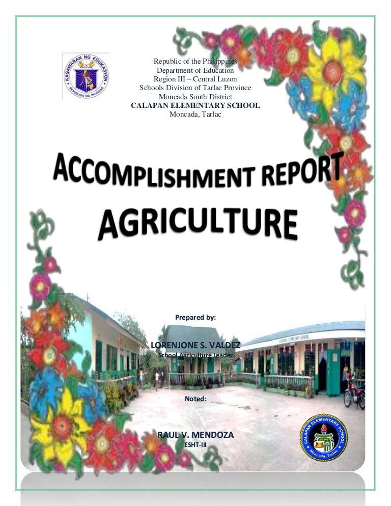 accomplishment Report in agriculture