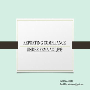 Reporting compliance under FEMA ACT,1999 | PPTX