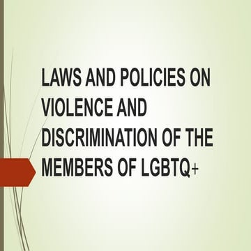 report in gender.pptx Laws and policies on violience and Discrimination ...