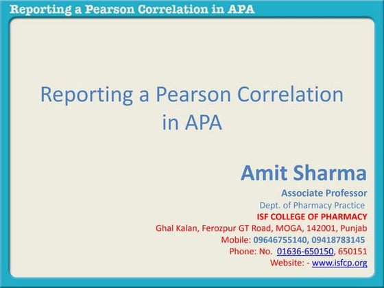 Reporting spearman rho in apa | PPT