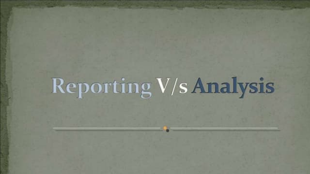 Data science Lecture Notes: Reporting vs Analysis.pptx Data science Lecture Notes: Reporting vs Analysis.pptx