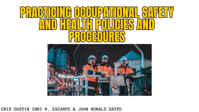 Lesson 7_Practice Occupational Health and Safety Procedures (LO1) | PPTX