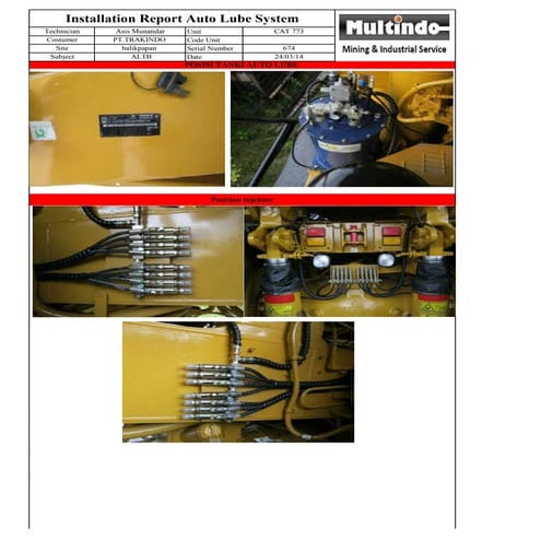 Report installation auto lube cat 390 sn 00447-ave universal | PDF
