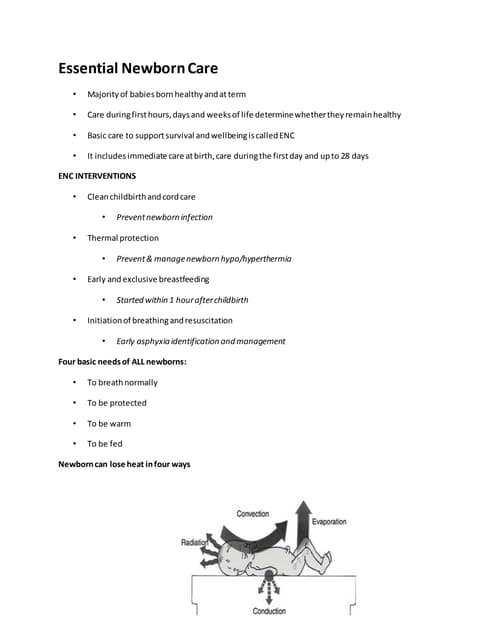 Care of the Newborn Handouts | PDF