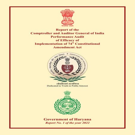Performance Audit of Efficacy of Implementation of 74th Constitutional ...