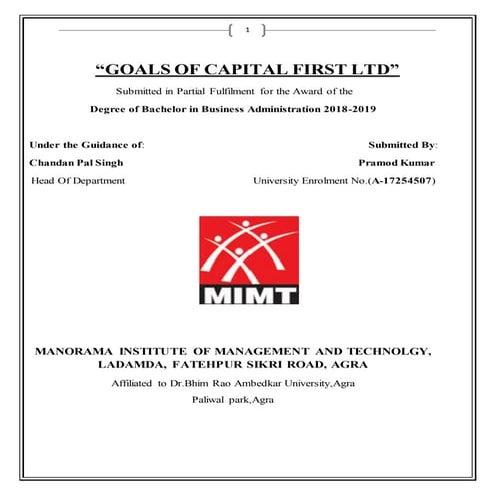 A Minor project report of "capital first ltd." | DOCX | Business ...