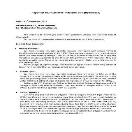 Report of tour operator | DOCX