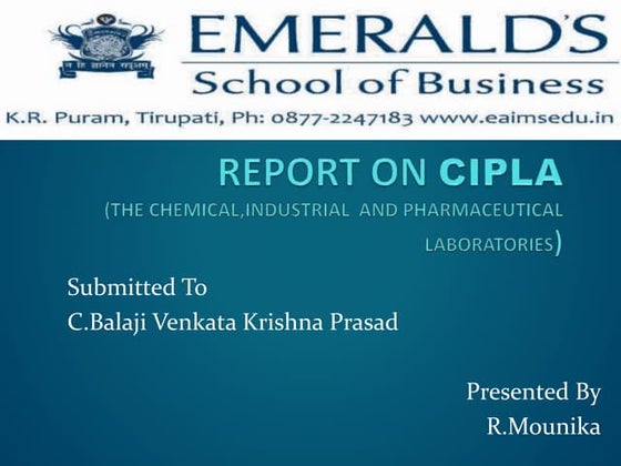 Cipla | PPTX | Pharmaceutical Industry | Industries