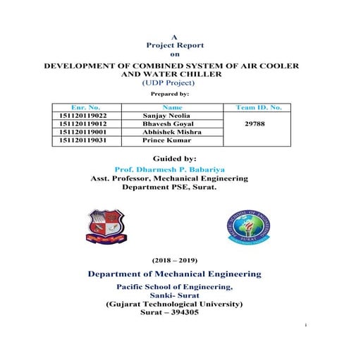 A report on combine system of air cooler and water chiller by Sanjay ...