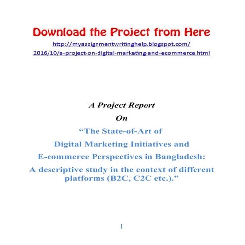 A Project on Digital Marketing Initiatives and E-commerce Perspectives ...