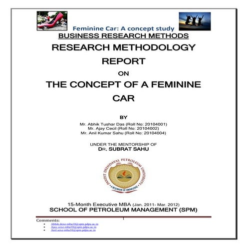 Report on Feminine Car (business research methods) | PDF | Auto Type ...