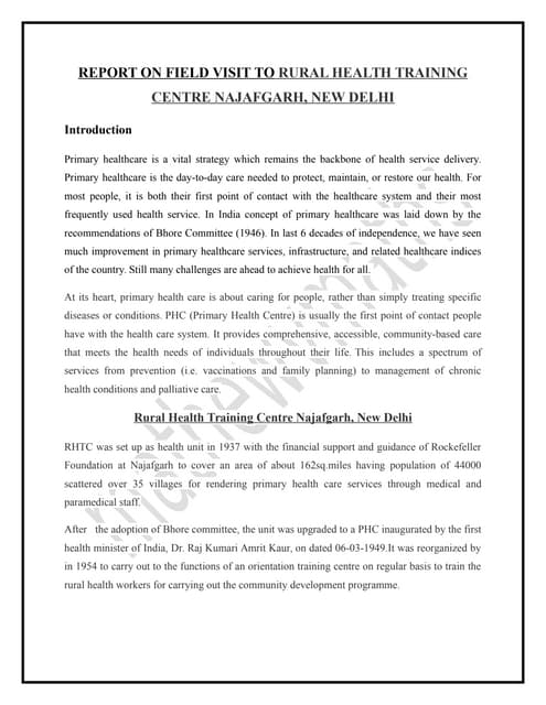 Field Visit Report | PDF