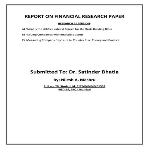Report on financial research paper | PDF