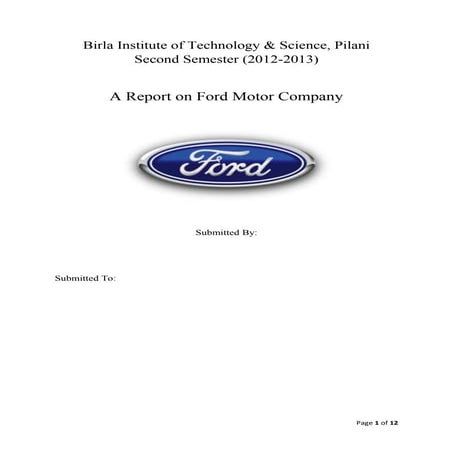Report on ford motor company (POM) | DOCX