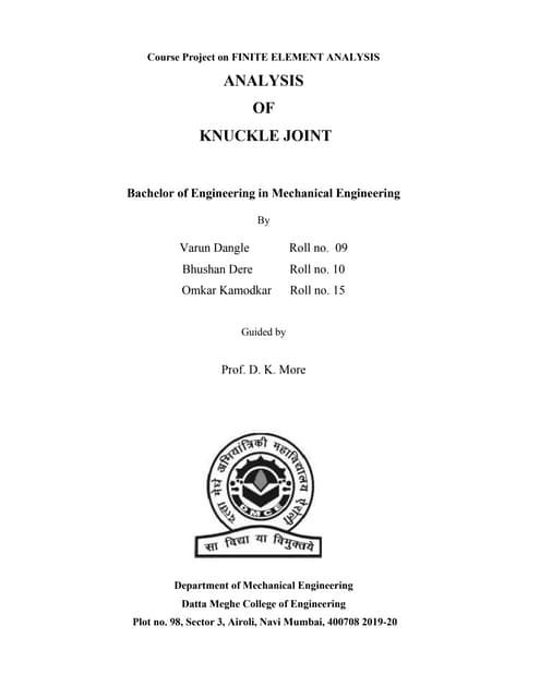 Knuckle joint silde | PPTX | Physics | Science