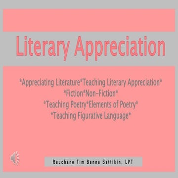 LITERATURE- LITERARY APPRECIATION- Appreciating Literature*Teaching ...
