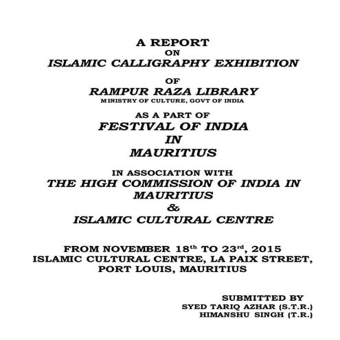 Islamic Calligraphy Exhibition in Mauritius | DOCX