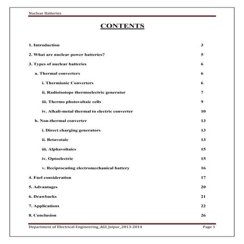 Report on nuclear batteries | DOCX