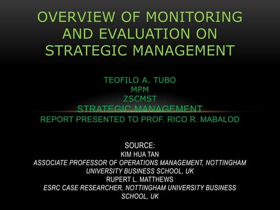 Monitoring and Evaluation for Project management. | PPTX