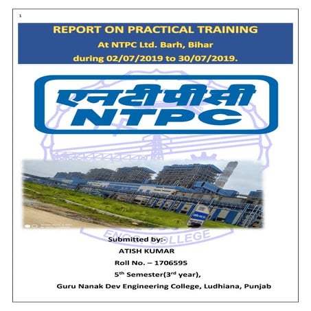 Report on practical training NTPC BARH | PDF