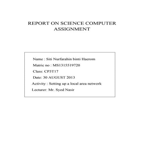 Report on science computer assignment | PDF