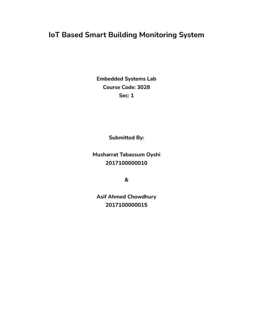 Report On Smart Building Monitoring System Pdf