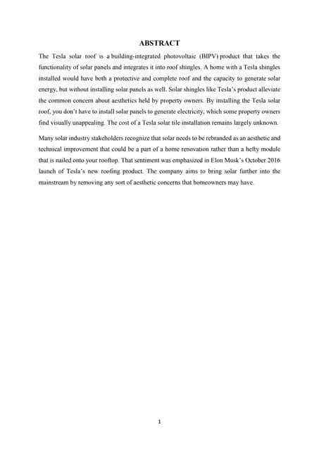 Tesla solar roof | PPTX