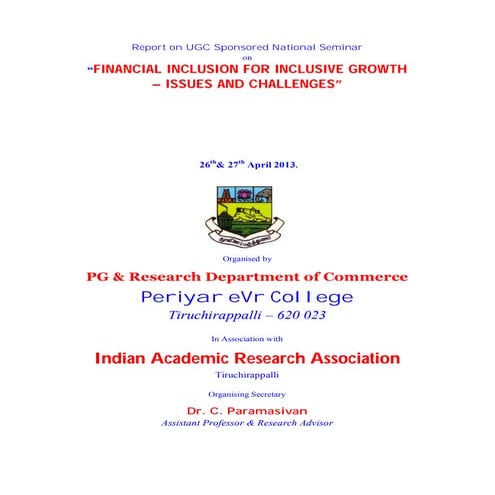 periyar evr college - Report on ugc sponsored national seminar | PDF