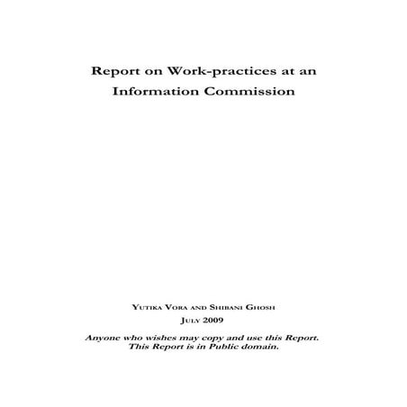 Report On Workpractices At An Information Commission | DOC
