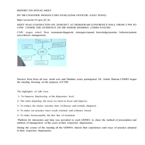 Report on zonal meet by dr chandermohan cmo | DOCX