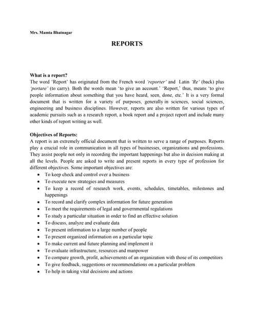 Presentation on Report Writing | PPTX