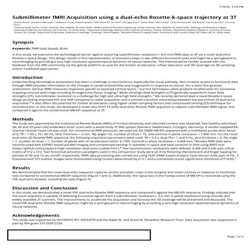 Submillimeter fMRI Acquisition using a dual-echo Rosette kspace ...