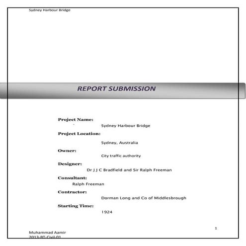 sydney harbour bridge;Report submission | DOCX