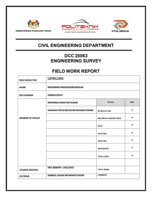 engineering survey 1 report levelling | PDF
